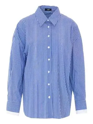 ELEH Striped Polo-collar Shirt - Blue