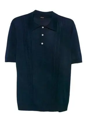 Kiton Short-sleeve Textured Polo Shirt - Blue