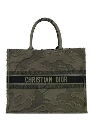 Dior Camouflage Embroidered Canvas Large Book Tote - Green