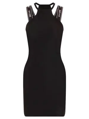 Just Cavalli Logo-strap Mini Dress - Black