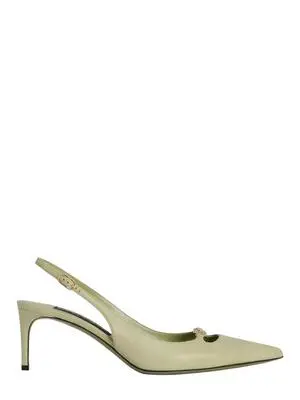 Dolce & Gabbana Lollo Slingbacks In Silk Nappa Leather - Green