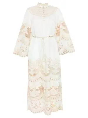Zimmermann Embroidered Midi Dress - White