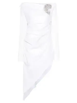 Giuseppe Di Morabito Brooch-detail Asymmetric Dress - White