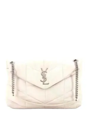 Saint Laurent Loulou Puffer Quilted Leather Medium Shoulder Bag - White