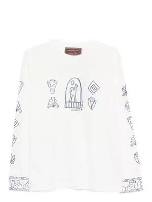 ALEMAIS Graphic Print Long-sleeved Top - White