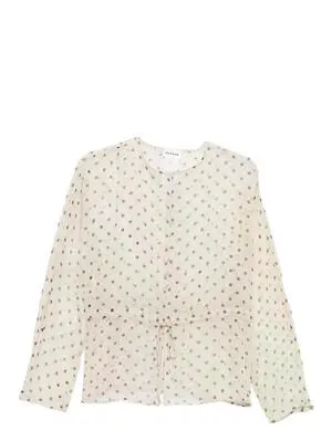 P.a.r.o.s.h Polka-Dot Tie-Waist Blouse Neutrals