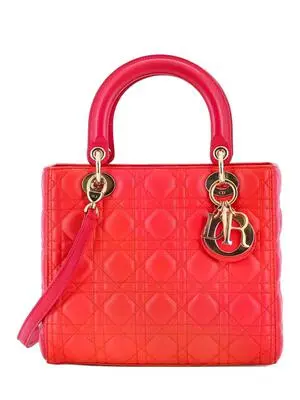 Dior Lady Medium Satchel Cannage Quilt Lambskin - Red