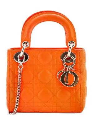 Dior Lady Chain Bag Cannage Quilt Lambskin Mini Satchel - Orange