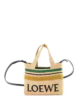 Loewe Paula's Ibiza Logo Convertible Raffia Small Tote Bag - Brown