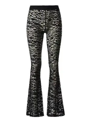 MIA PECULIAR Animal-print Flared Trousers - Black