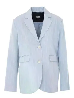 ELEH Striped V-neck Blazer - Blue