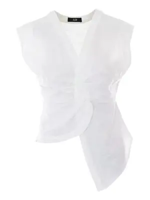 ELEH Asymmetric Draped Top - White