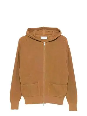 LARDINI Zip-up Knit Hoodie - Brown