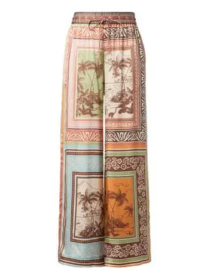 ALEMAIS Alberta Silk Satin Palazzo Pants - Multicoloured