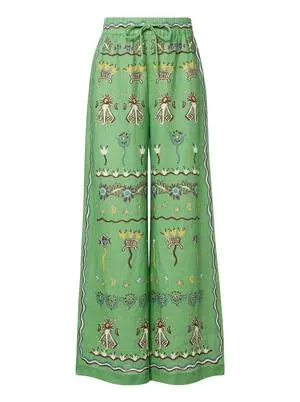 ALEMAIS Sun Dancer Linen Wide-leg Pants - Green