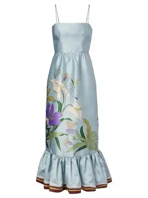 ALEMAIS Alfie Floral Midi Dress - Blue