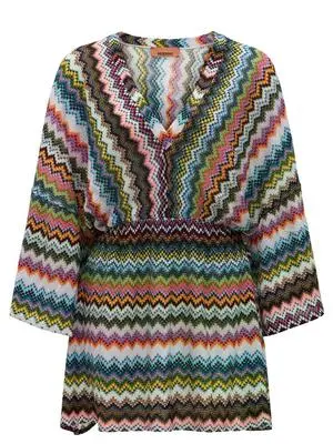 Missoni Chevron V-neck Dress - White