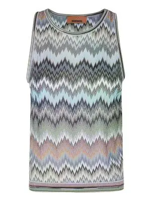 Missoni Chevron Round-neck Top - Blue