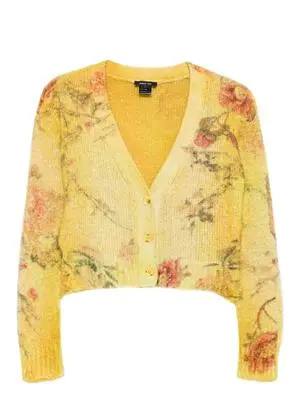 Avant Toi Floral Print Cardigan - Yellow