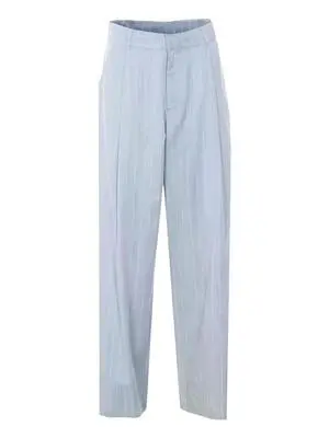 ELEH Striped Wide Leg Trousers - Blue