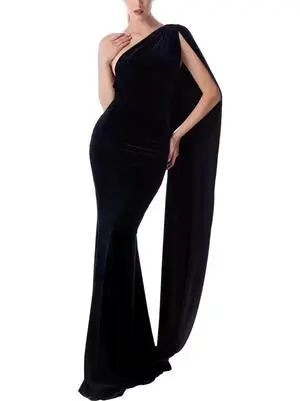 IMROSKA One-shoulder Maxi Dress - Black