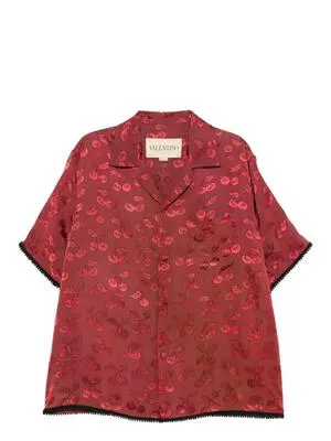 Valentino Garavani Cherry-print Trim-detail Shirt - Red