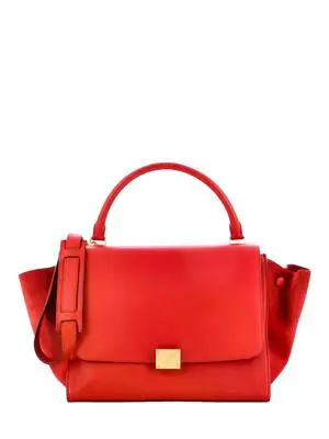 Celine Trapeze Leather Satchel - Red