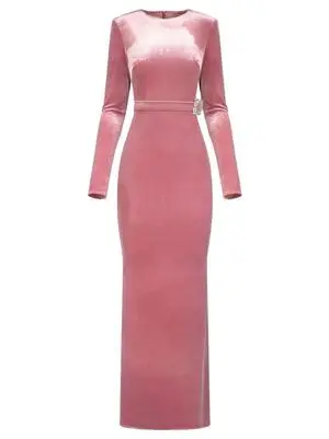 IMROSKA Self Portrait Velvet Maxi Dress - Pink