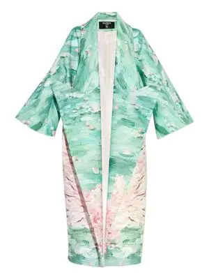 Balmain Floral-print Oversized Coat - Green