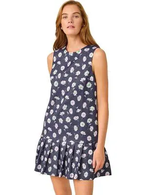 LILLY PULITZER Joey Shift Dress - Low Tide Navy Petal Toss Metallic Jacquard