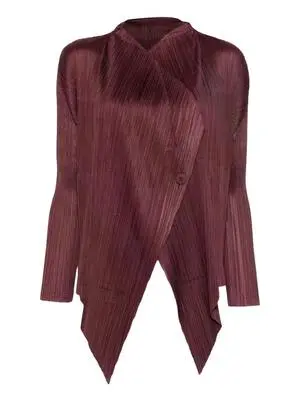 Issey Miyake Pleated Buttoned Blouse - Red