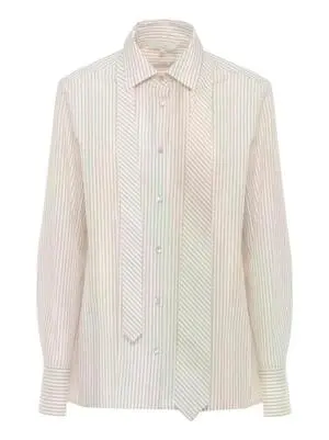 Antonelli Firenze Striped Tie Shirt - Neutrals