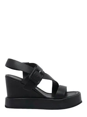 PALOMA BARCELO Buckle-closure Leather Wedge Sandals - Black