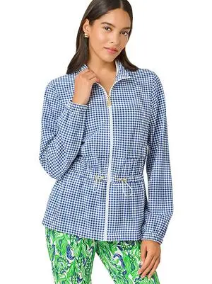 LILLY PULITZER Upf 50+ Luxletic Romilly Performance Jacket - Starlight Navy Mini Performance Gingham