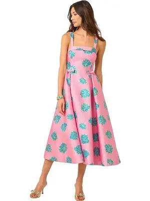 LILLY PULITZER Rissy Midi Dress - Conch Shell Pink Jungle Flower Brocade