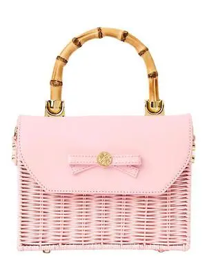 LILLY PULITZER Teighen Bow Wicker Bag - Pink Muse