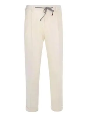 BARBA NAPOLI Roma Drawstring Pleated Trousers - Neutrals