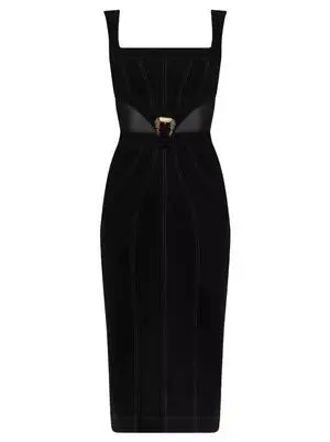 Versace Buckle-detail Midi Dress - Black