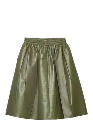 Prada Pleated Nappa-leather Mini Skirt - Green