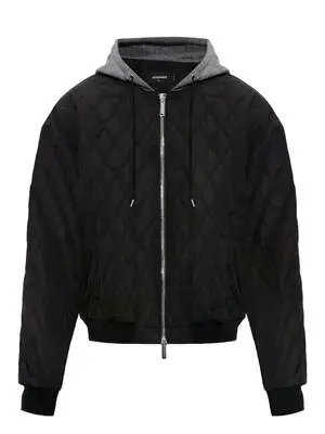 Dsquared2 Hooded Quilted Bomber Jacket - Black
