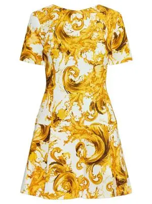 Versace Printed Short-sleeve A-line Dress - White