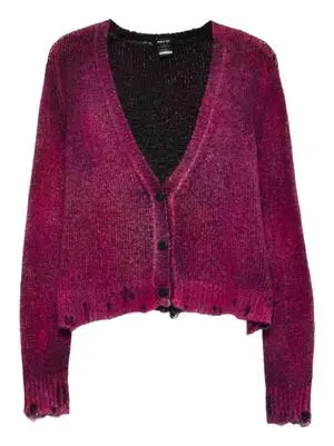 Avant Toi Button Distressed Cardigan - Pink