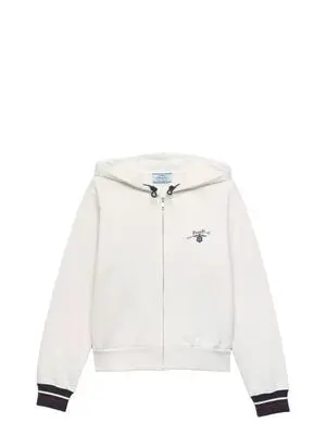 Prada Cotton Zipper Hoodie - White