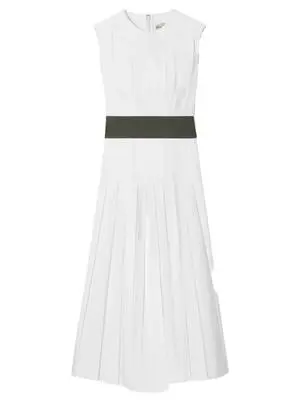 Tory Burch Pleated Poplin Dress - White