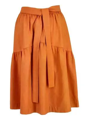 Saint Laurent Flared Midi Skirt - Orange