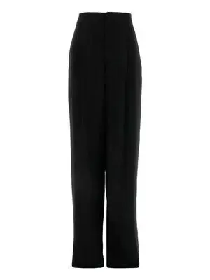 Saint Laurent Silk High-waisted Trousers - Black
