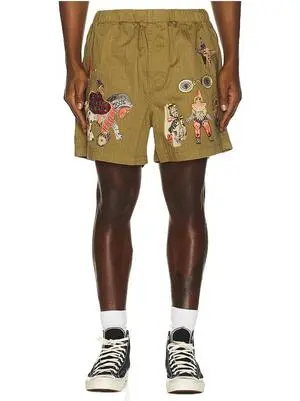 SAMUEL ZELIG Samuel Zelig Embroidered Cotton Twill Shorts Green