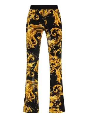 Versace Baroque-print Flared Trousers - Black