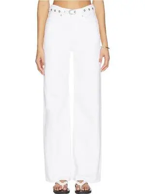 LEVI'S Ribcage Wide Leg Belted Jeans - White