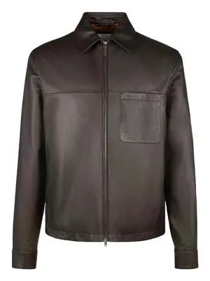 TOD'S Zipped Leather Overshirt - Brown